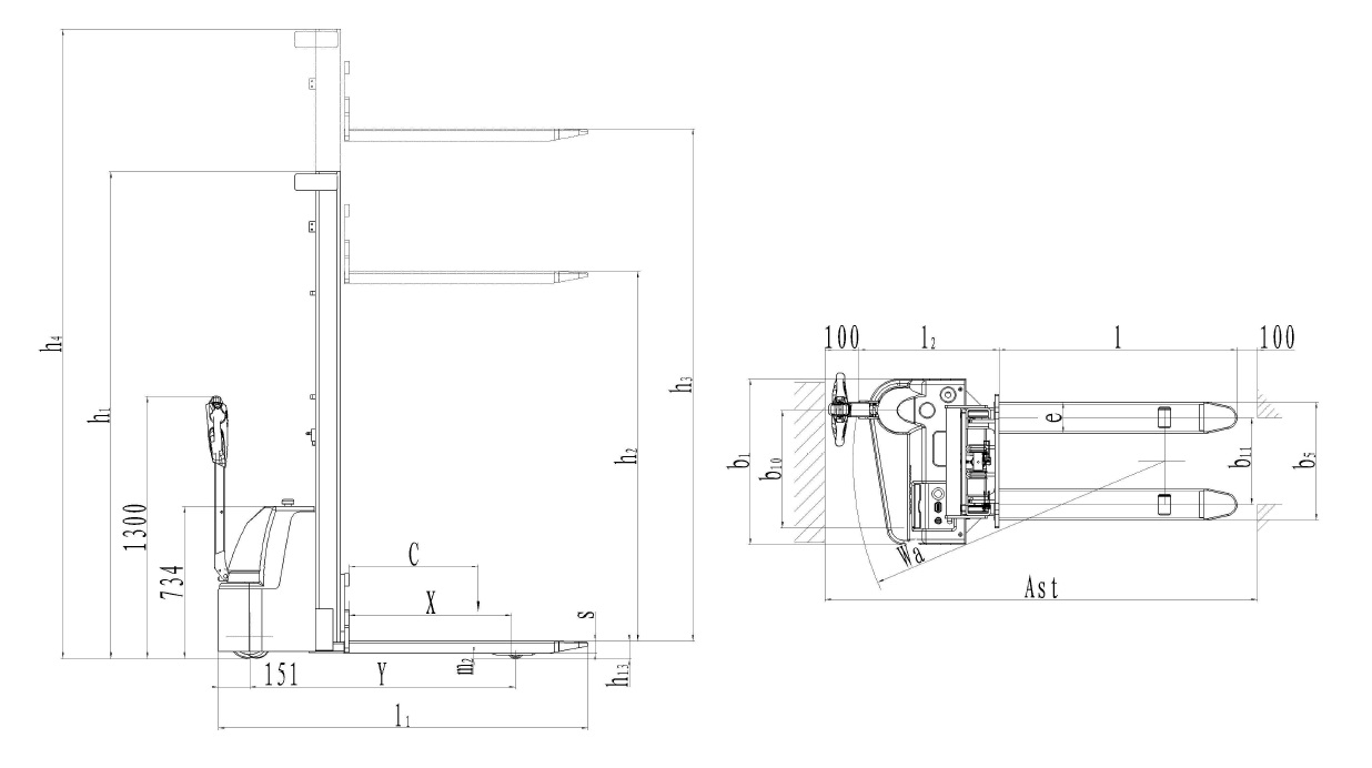 Gerbeur électrique CU 1000 Kg levée 2900 mm - Gerbeur électrique